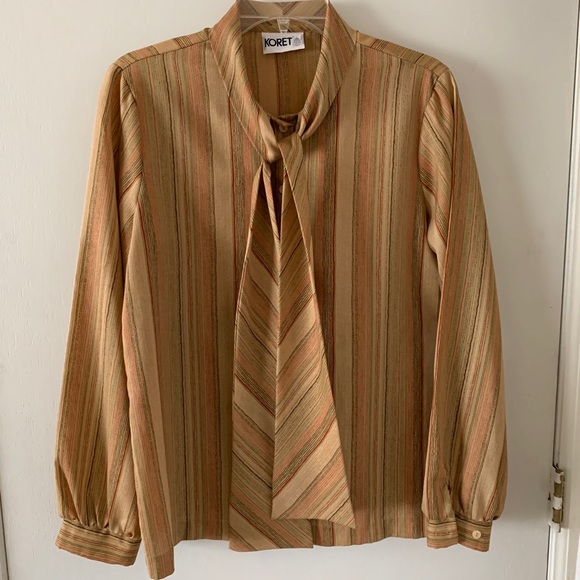 Koret | Tops | Vintage Koret Striped Blouse With Neck Tie | Poshmark